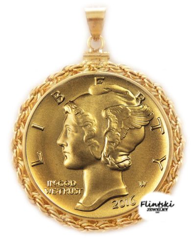 2016 Centennial Gold Dime Coin Pendant 14k Gold