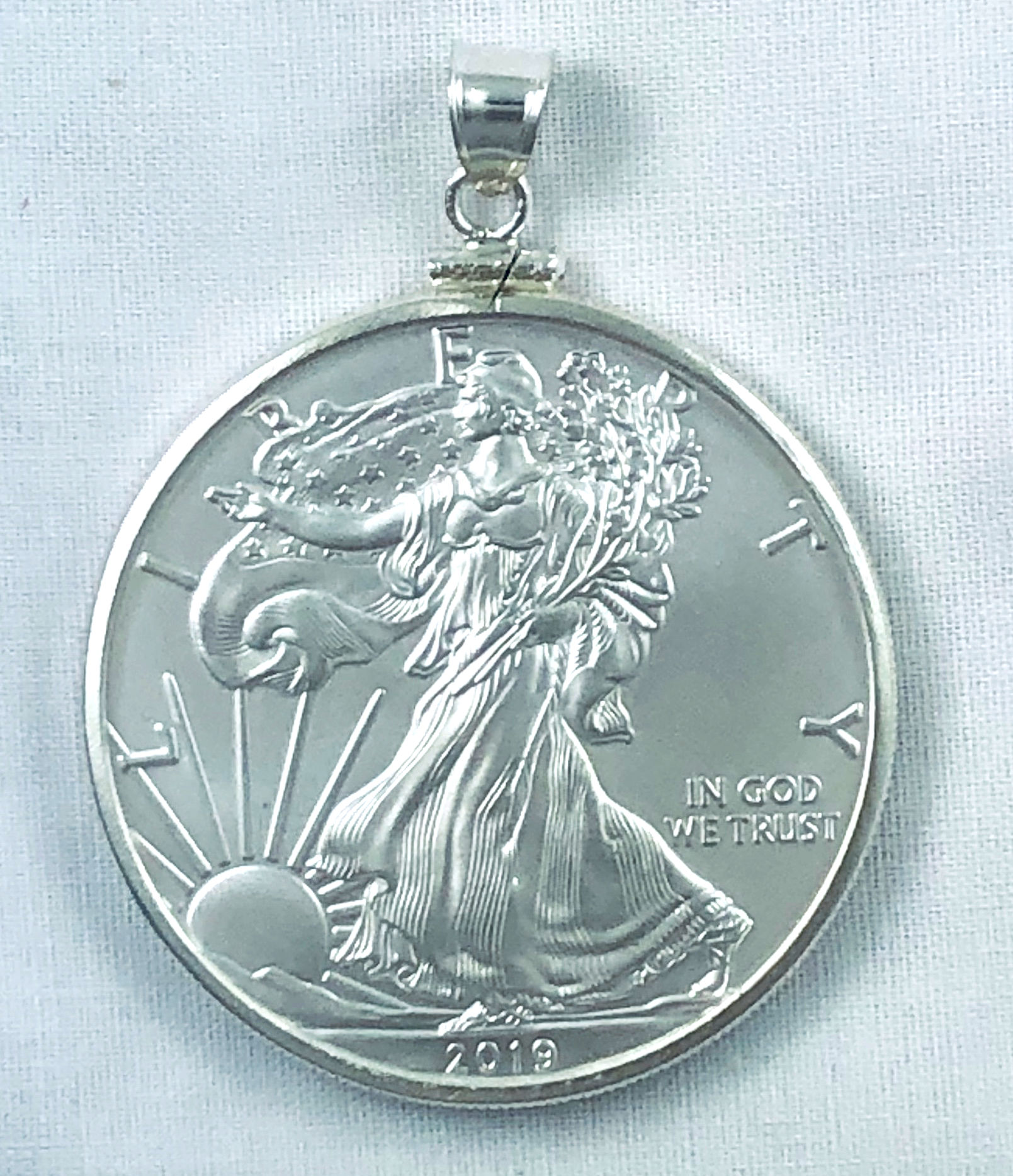 2019 1 oz American Silver Eagle Sterling Silver Coin Edge Pendant ...